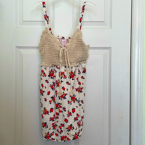No Boundaries | Tops | Floral Design Tank Top Spaghetti Design Cream ...